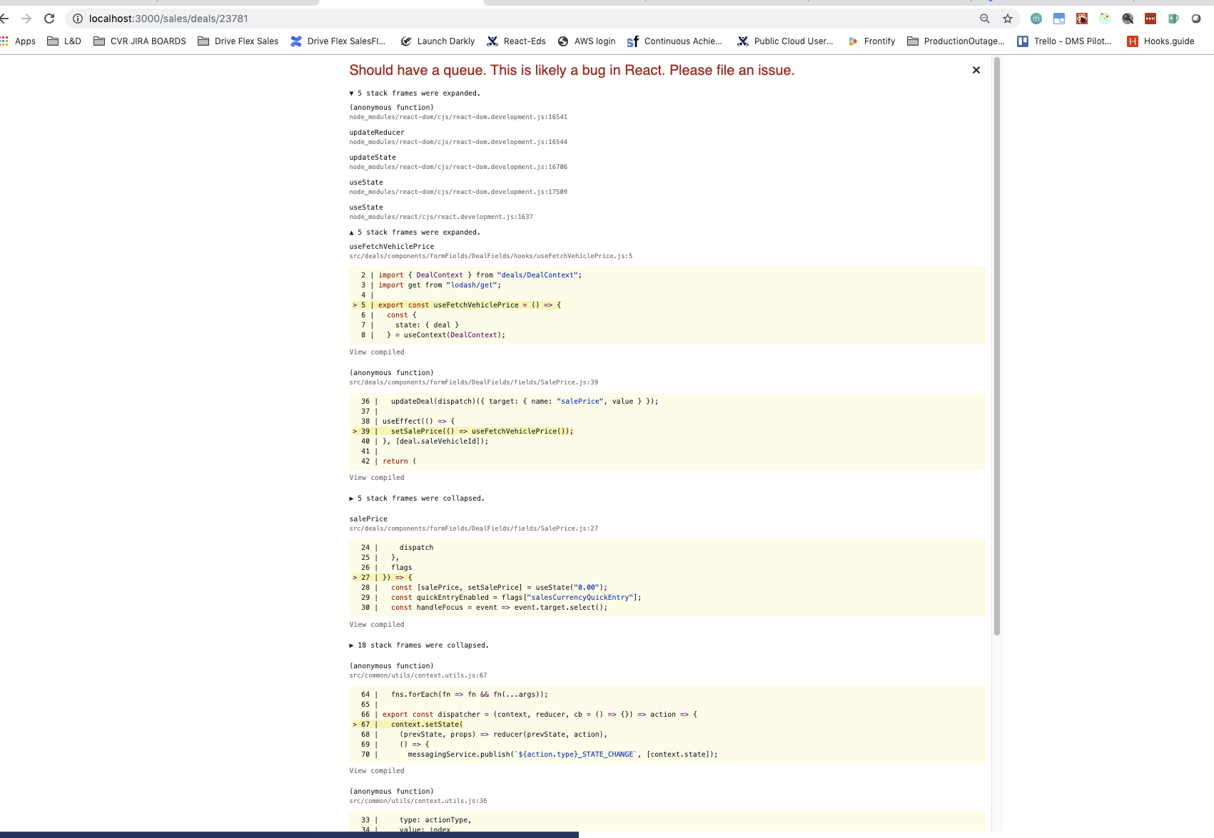 React Hooks are unable to queue to process · Issue #17576 · facebook/react · GitHub