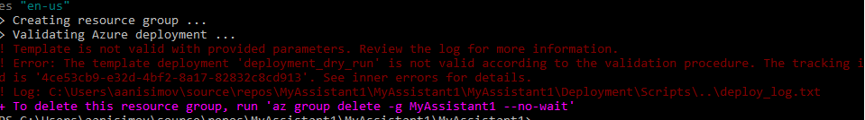 Virtual Assistant Deployment fails (The specified app service plan was not found.) · Issue #2841 ...