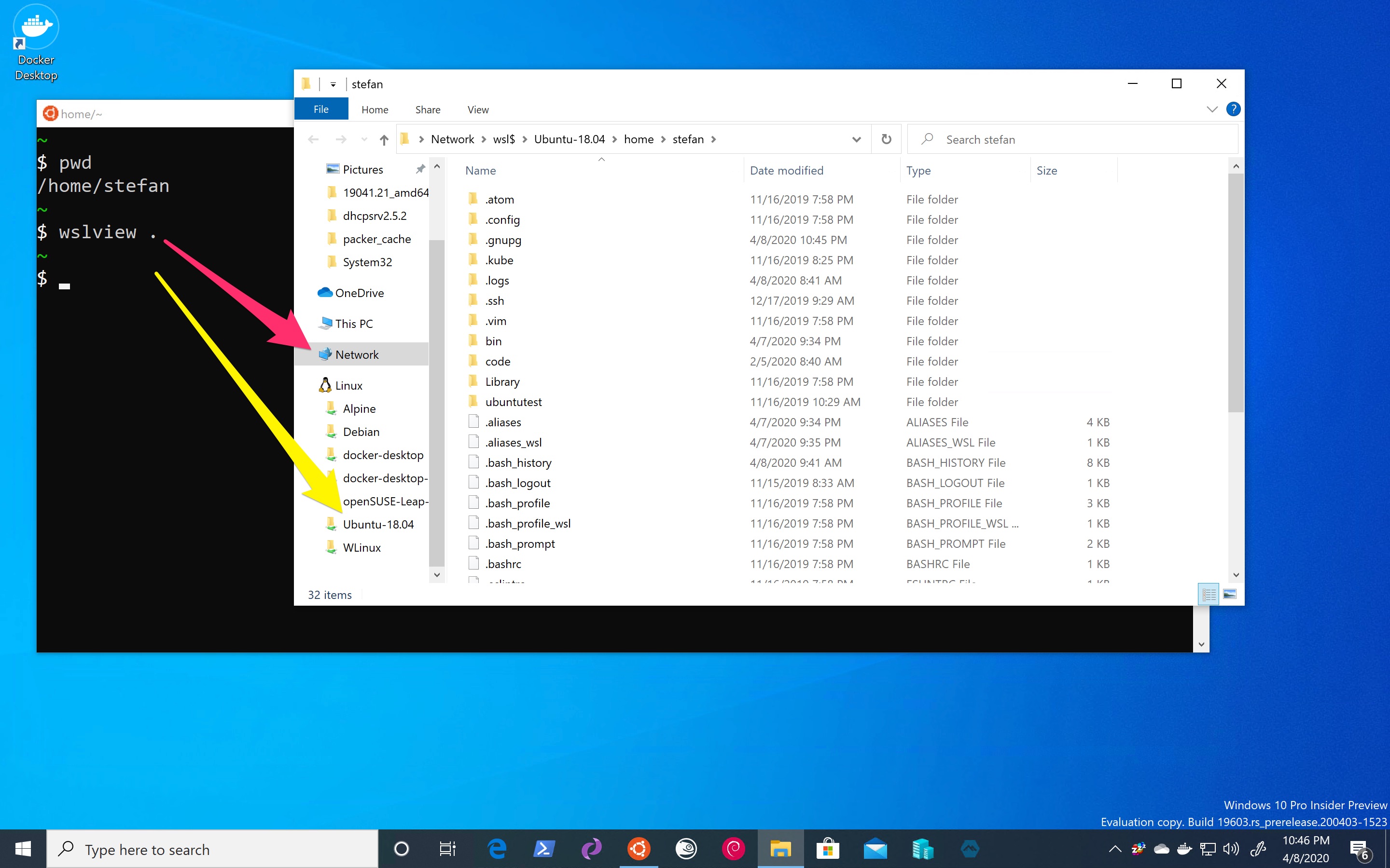 Show Folder In File Explorer In The New Linux Folder Instead Of Network 
