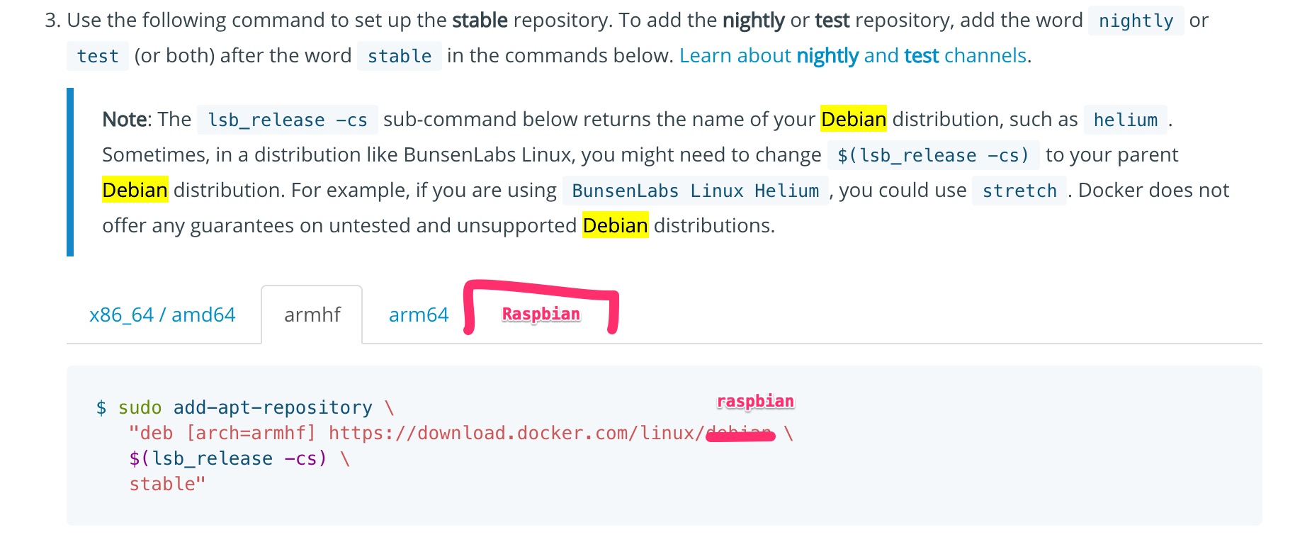 Create separate installation page for Raspbian · Issue #10648 · docker/docs · GitHub