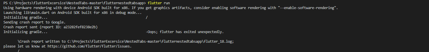 My Flutter App Crash When Im Trying To Run It It Was Working Fine Before That · Issue 54066