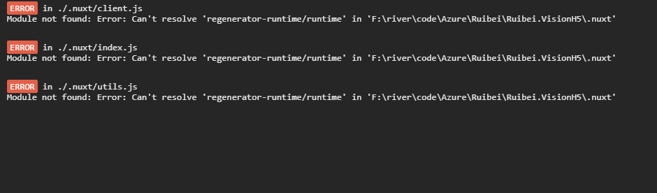 装了你们的框架后，就报错 Error: Can't resolve 'regenerator-runtime/runtime' in · Issue #3470 · youzan/vant ...