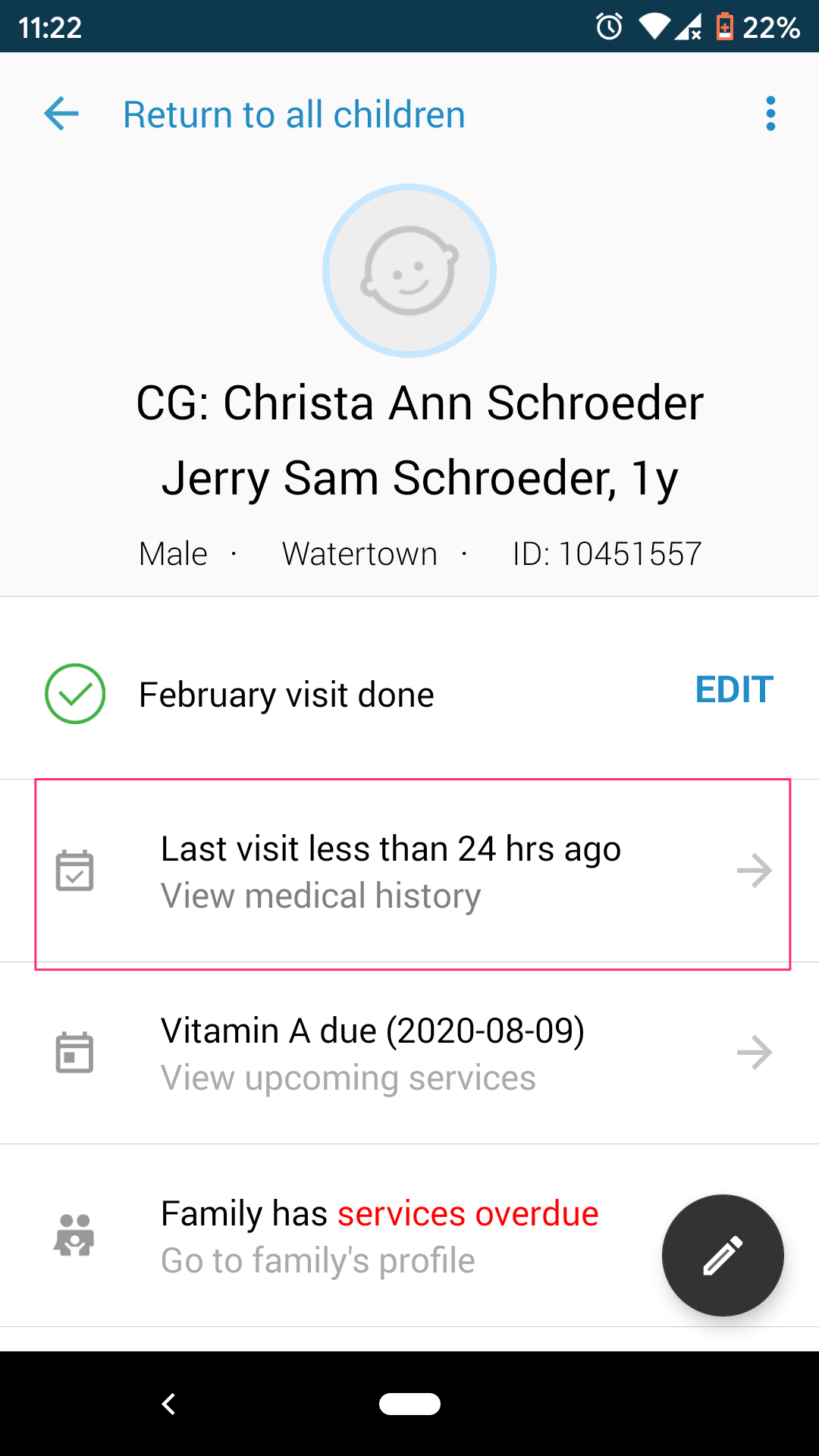 Clicking the child's medical history results in the application crashing · Issue #1694 · opensrp ...