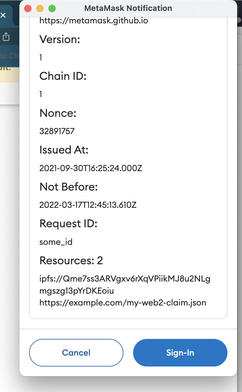 [UI Bug]: Broken UI on Sign In With Ethereum W/ Resources · Issue #17913 · MetaMask/metamask ...