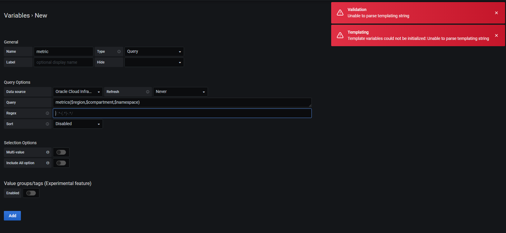 Unable to add metric variable · Issue #56 · oracle/oci-grafana-metrics · GitHub