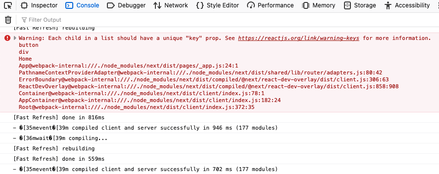 Each child in a list should have a unique "key" prop warning when "key" prop is after a prop ...