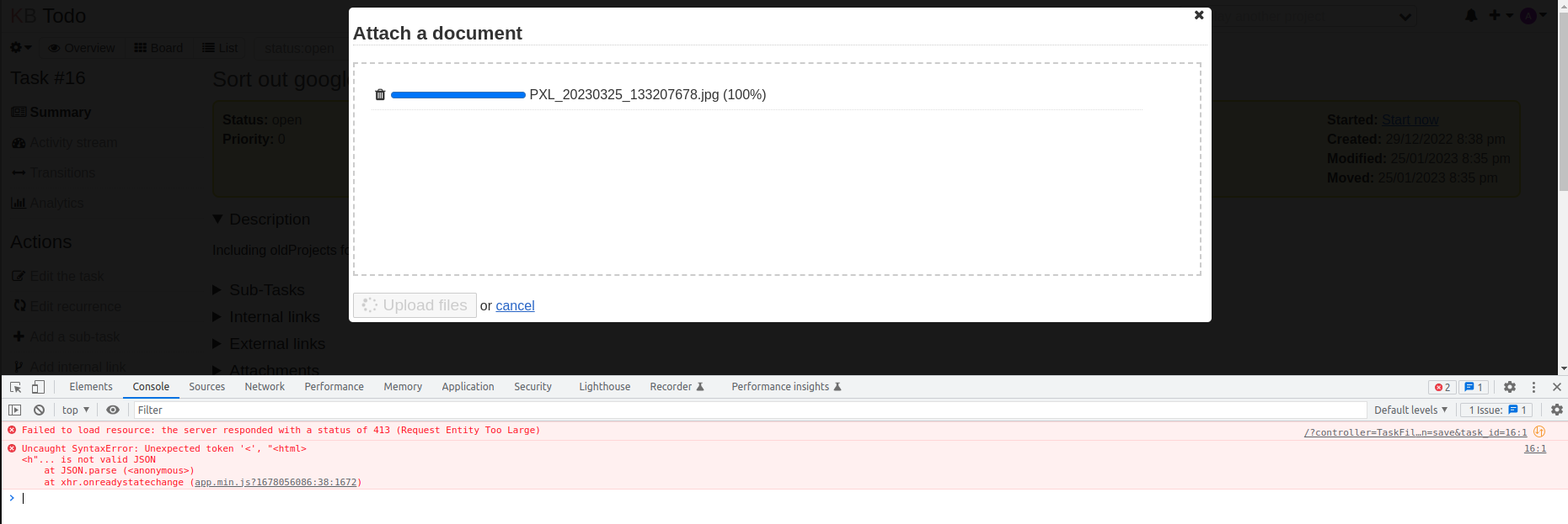 No error is shown for large file uploads that fail · Issue #5171 ...