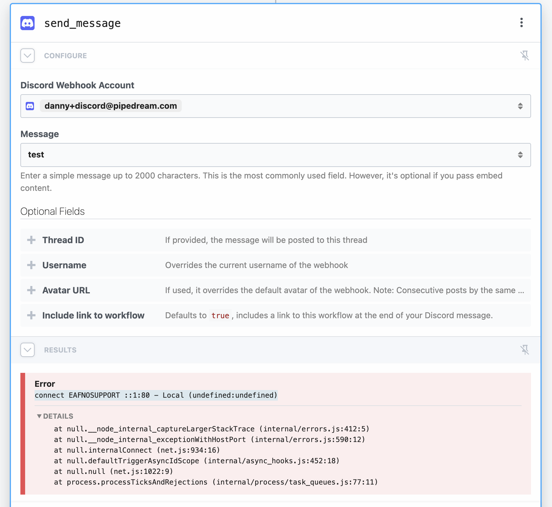 Bug Discord Webhook Send Message Actions Broken · Issue 4272 · Pipedreamhqpipedream · Github 