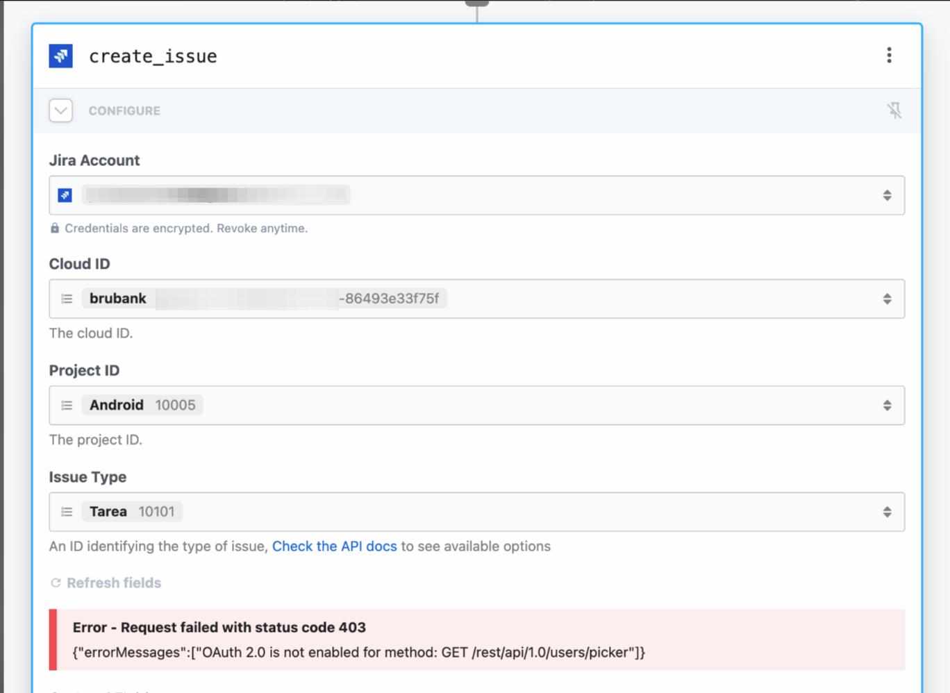 Bug Not Able To Configure Jira Create Issue Action · Issue 7158 · Pipedreamhqpipedream · Github