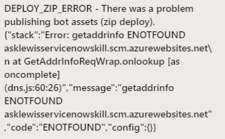Publishing directly through composer to Azure all of a sudden started throwing DEPLOY_ZIP_ERROR ...