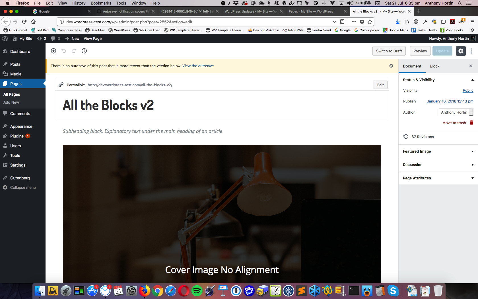 Autosave notification covers Permalink · Issue #8064 · WordPress ...