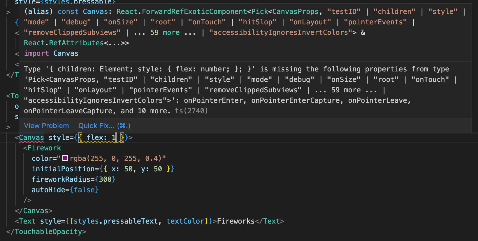 Canvas - children types errors v0.1.162 · Issue #1155 · Shopify/react-native-skia · GitHub