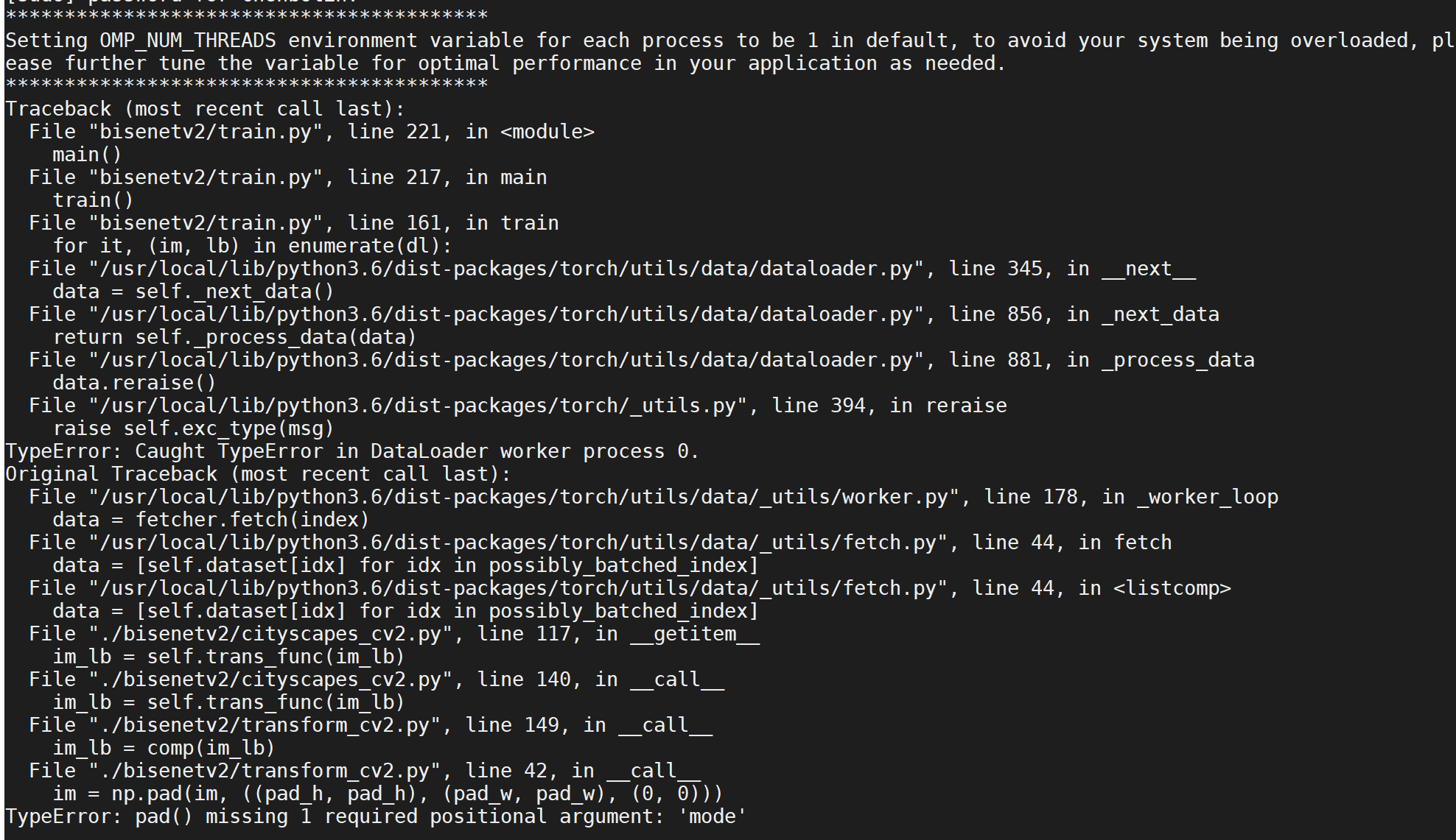 one problem · Issue #60 · CoinCheung/BiSeNet · GitHub