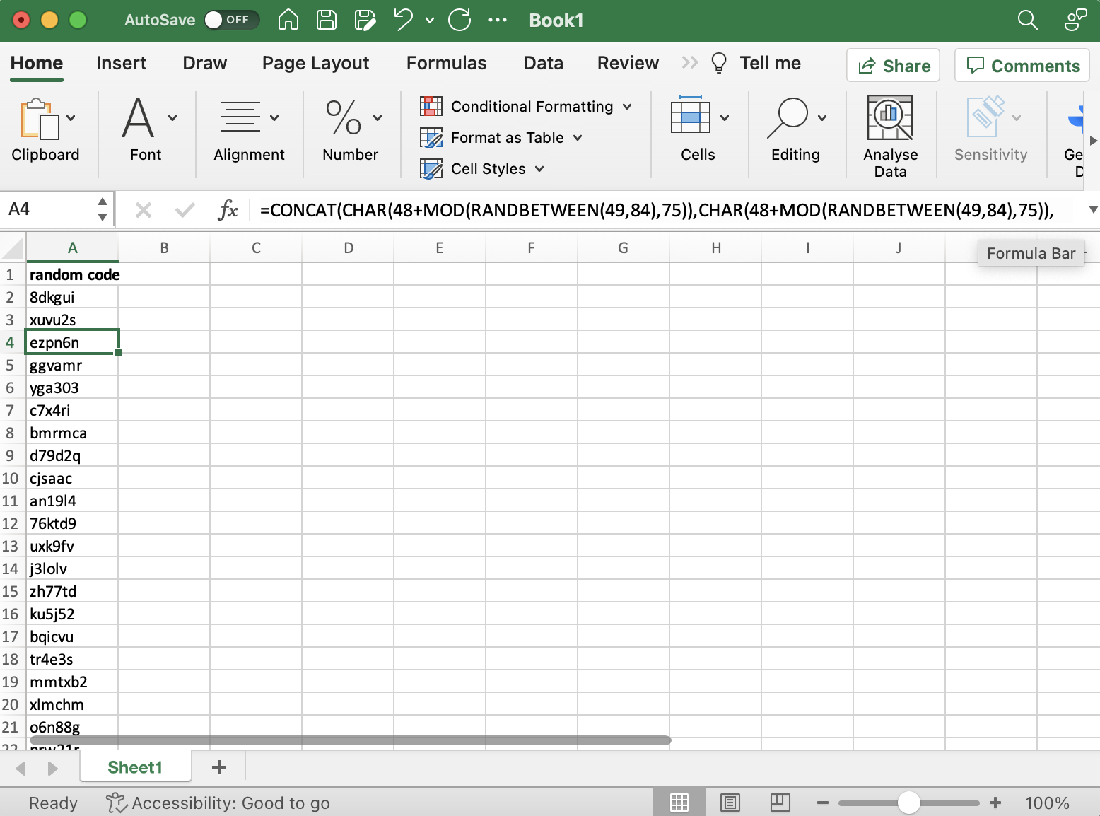 Create Six Character Alphanumeric Random Code In Excel lowercase Only 