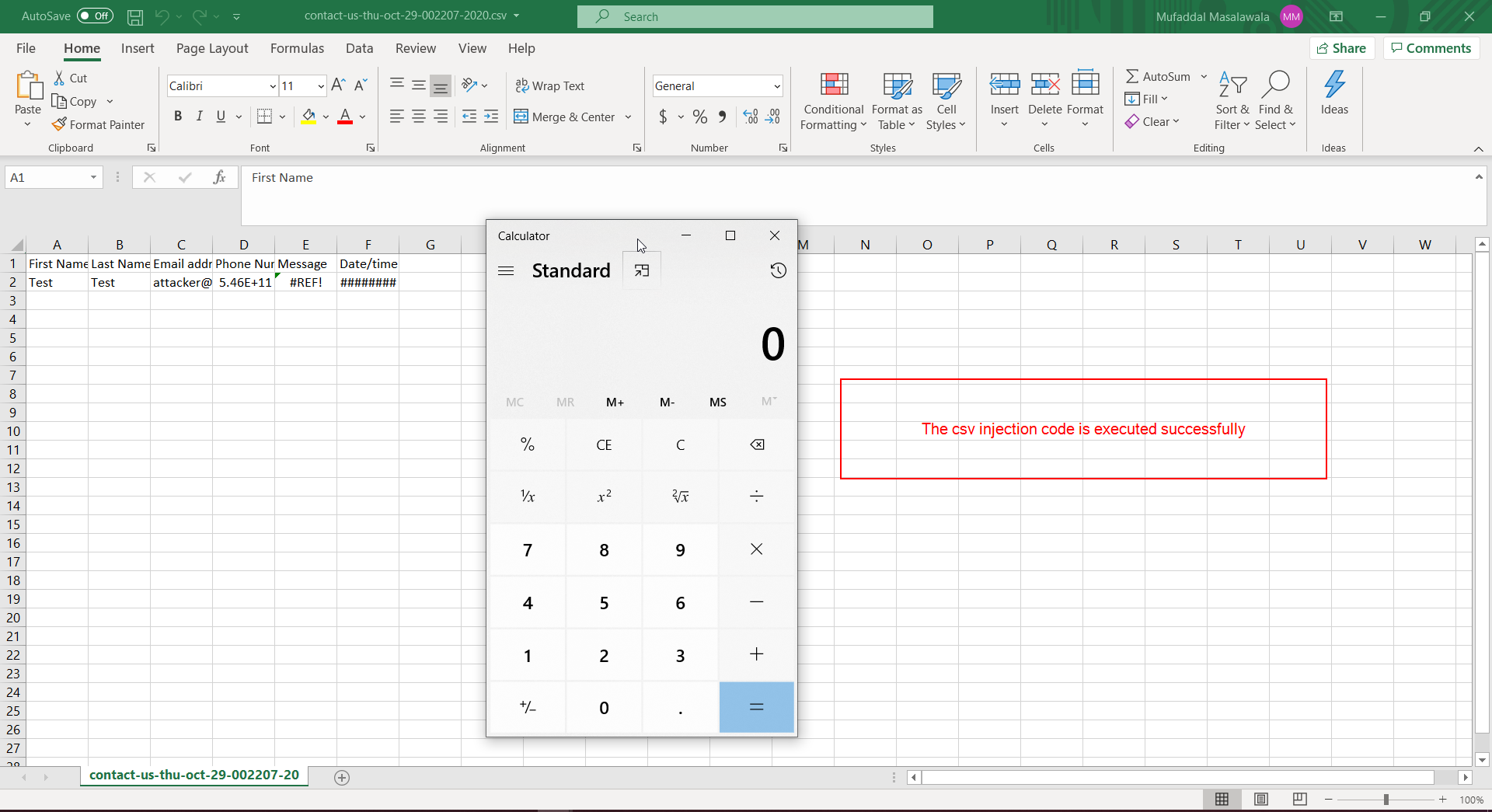 CSV Injection (Excel Macro Injection or Formula Injection) Could Exist in Contact Form Export ...