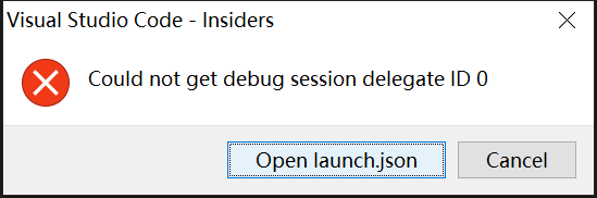 Could not get debug session delegate ID 0 · Issue #100895 · microsoft/vscode · GitHub