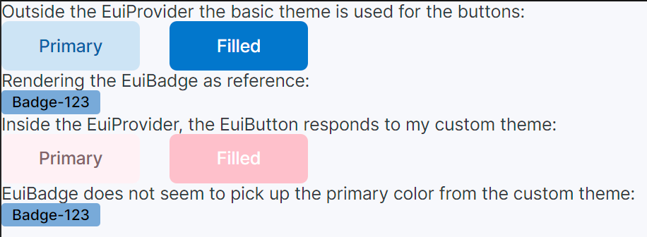 [EuiBadge] Named badge colors do not correctly reflect modified theme color variables · Issue ...