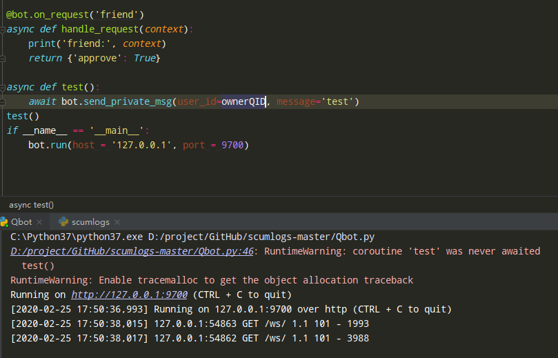 是否可以通过python脚本控制主动发送消息？ · Issue #26 · nonebot/aiocqhttp · GitHub