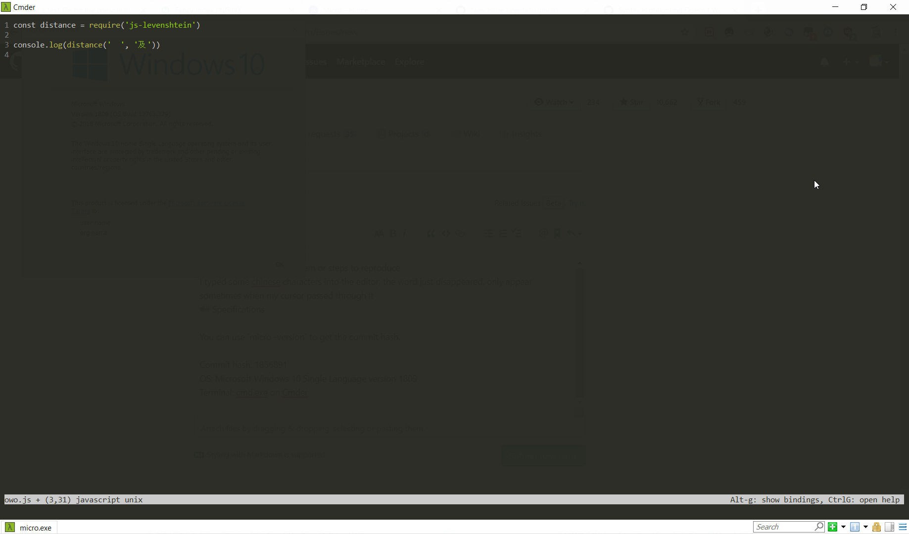 Chinese (Possibly unicode?) render bug · Issue #1300 · zyedidia/micro · GitHub