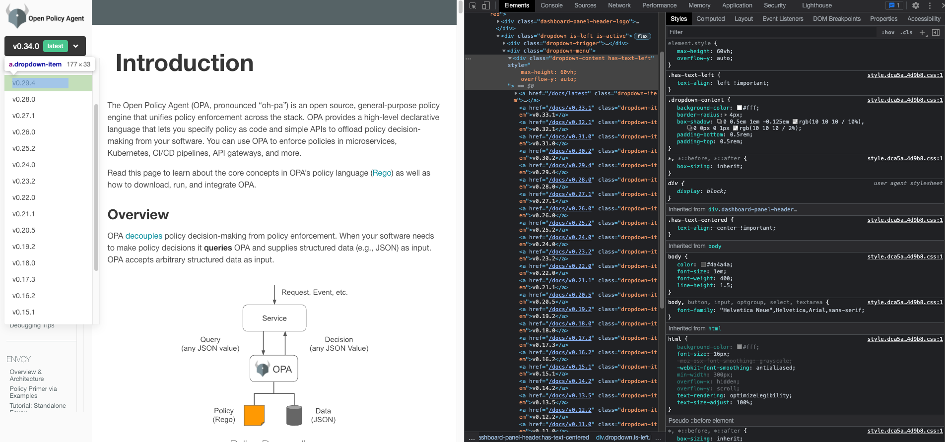 website: when version picker exceeds screenful, it's impossible to select "lower" versions ...