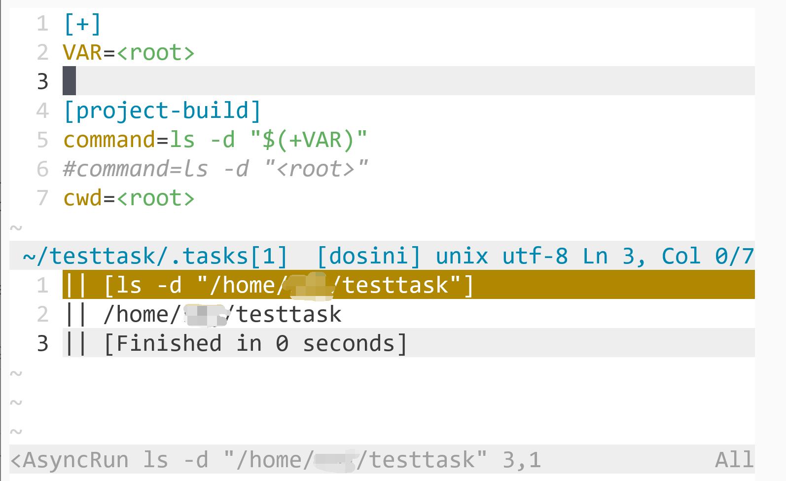 Macro variables referenced in the [+] section are not expanded when running tasks right in shell ...