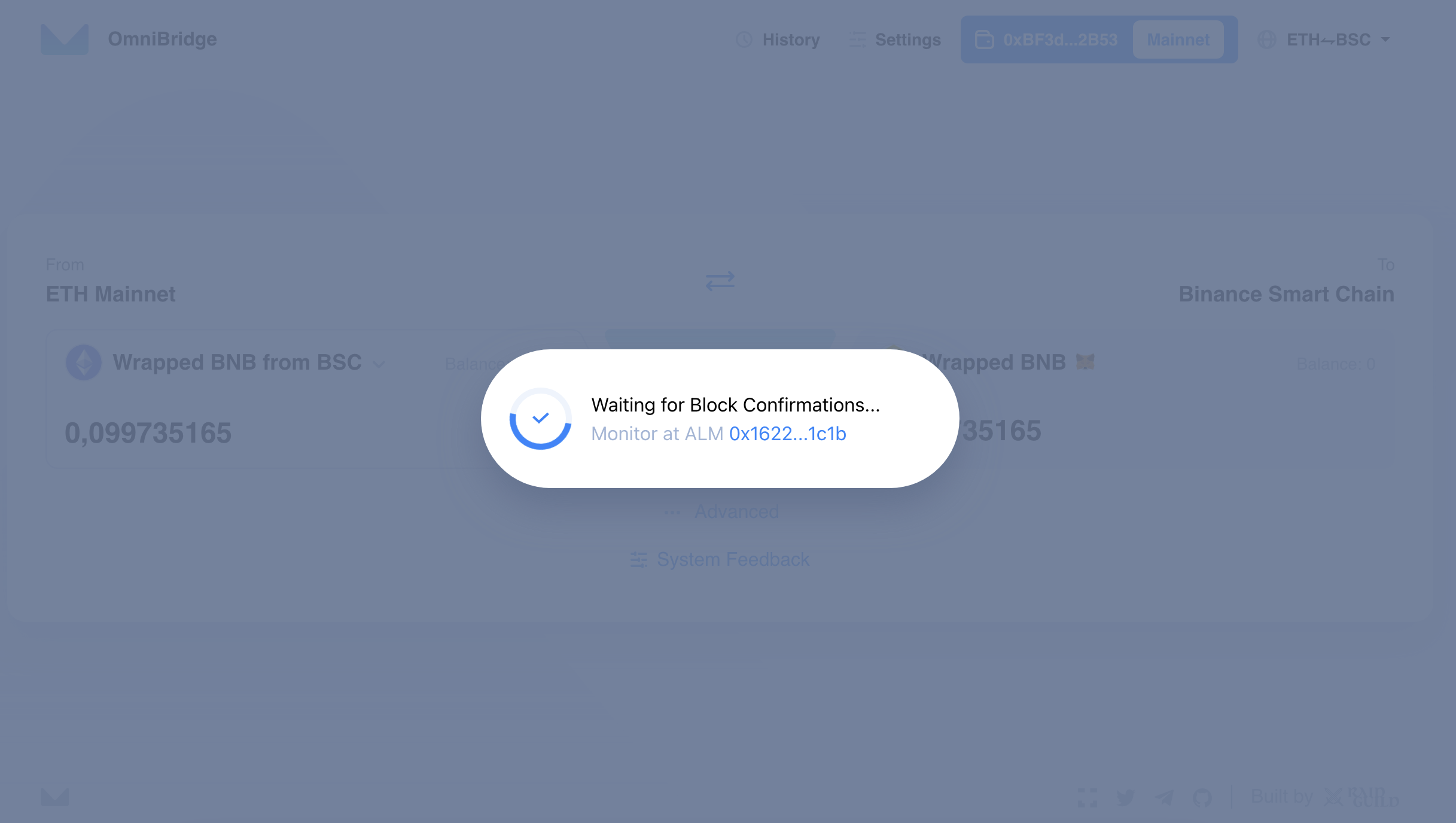 ETH to BSC transfer has stuck on "Waiting for Block Confirmations" · Issue #266 · omni ...