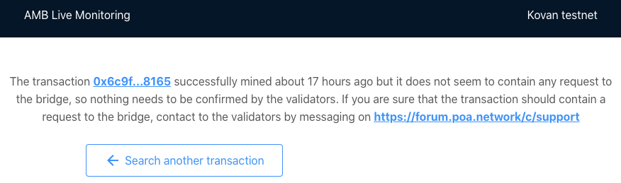 Correction of the message for a transaction without the bridge requests by akolotov · Pull ...
