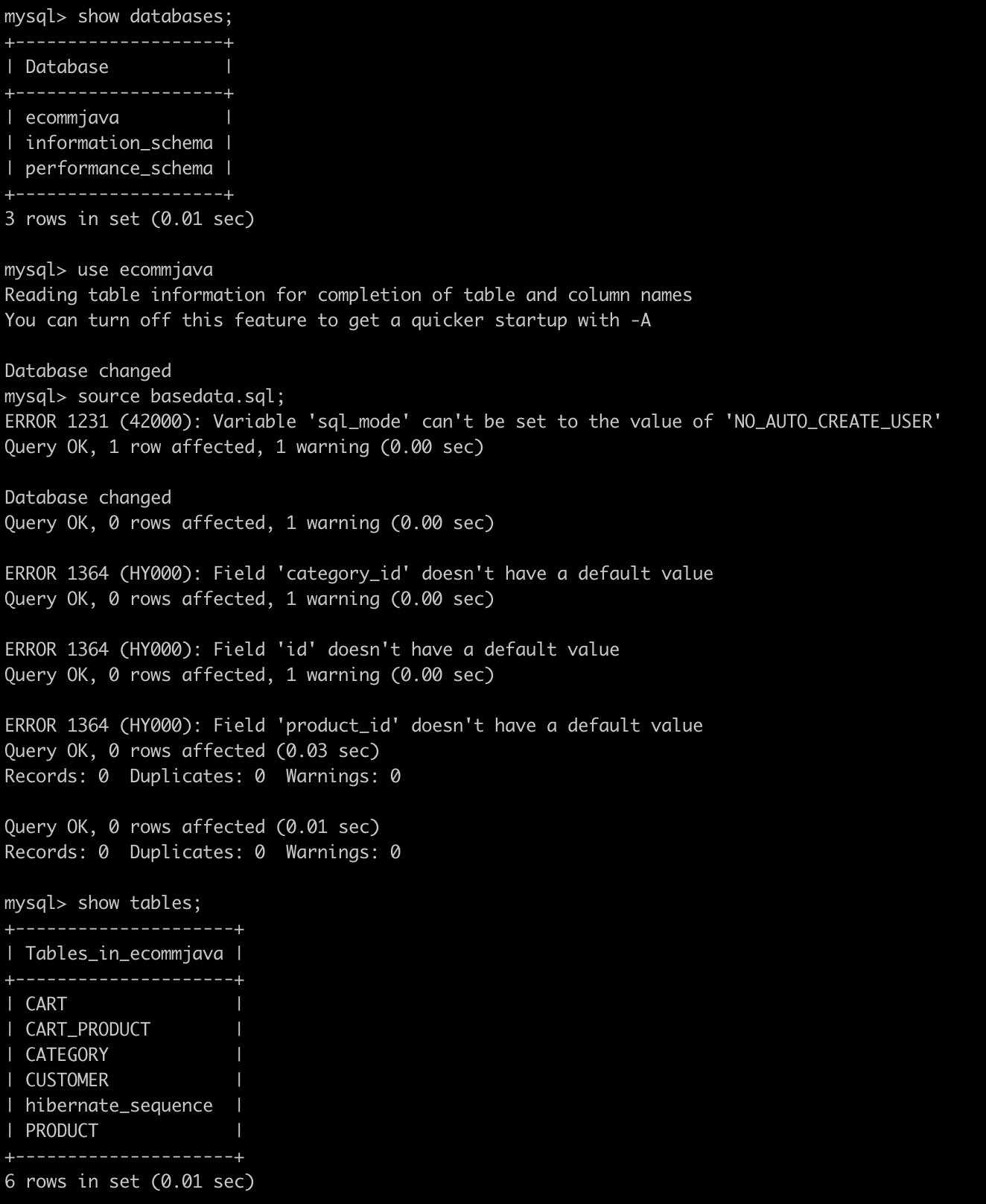 Fix Mysql Run basedata sql Error Issue 37 Jaygajera17 E commerce fix-mysql-run-basedata-sql-error-issue-37-jaygajera17-e-commerce