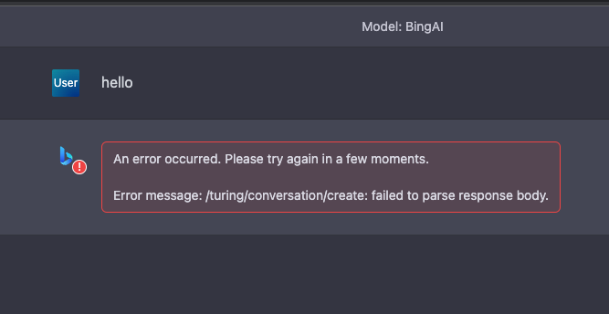 Error message: /turing/conversation/create: failed to parse response body. · Issue #134 · danny ...