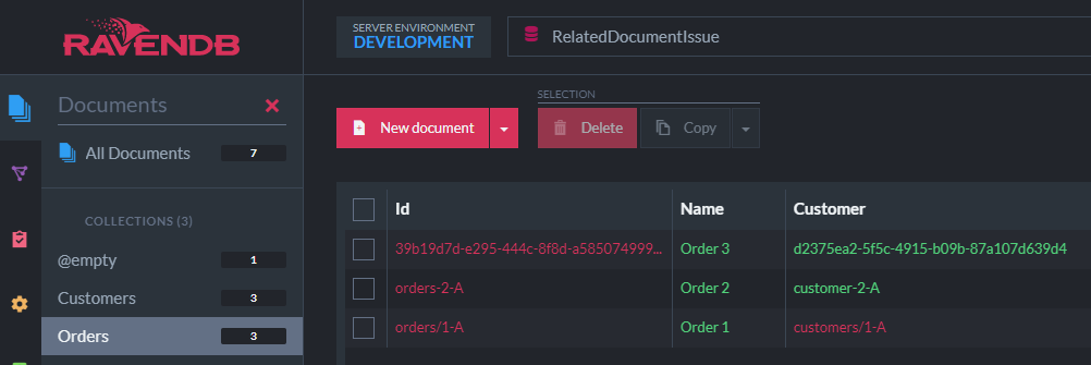 RavenDB Studio doesn't (visually) link related documents when the ID doesn't match the default ...