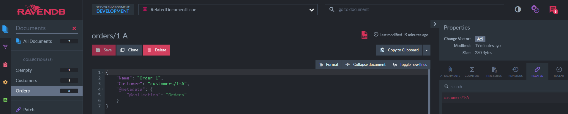 RavenDB Studio doesn't (visually) link related documents when the ID doesn't match the default ...