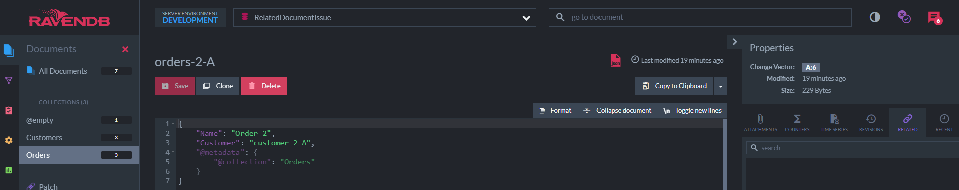 RavenDB Studio doesn't (visually) link related documents when the ID doesn't match the default ...