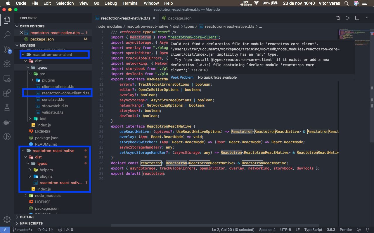 Could not find a declaration file for module 'reactotron-core-client ...