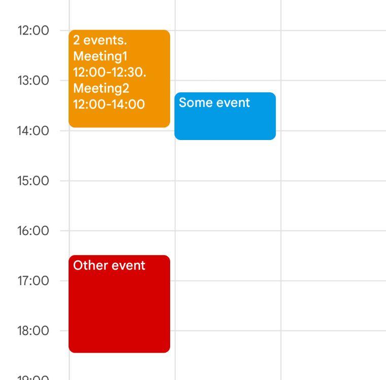 I want to show overlapping event if there are more than one event on same time and no of event ...