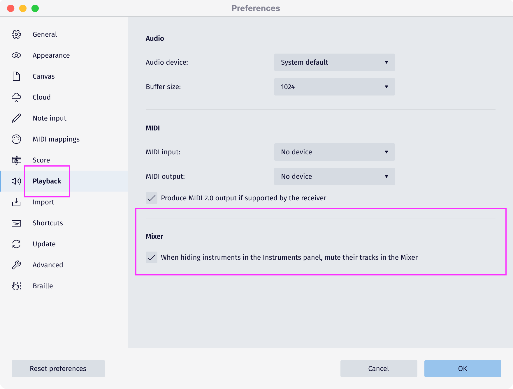 [MU4 Task] Add preference for muting instruments when hidden · Issue #19235 · musescore ...