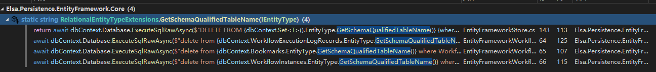 Error "relation "elsa.triggers" does not exist" when DeleteManyAsync ...
