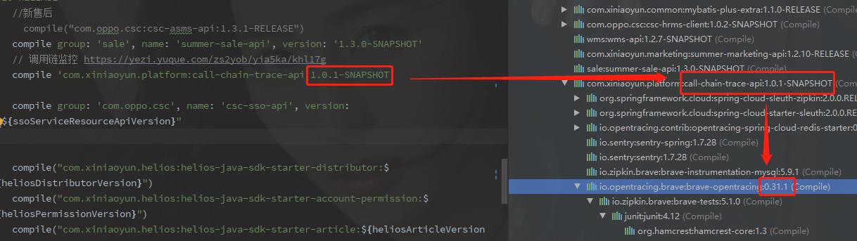 without conflict, the version of brave-opentracing I depend on was cast ...