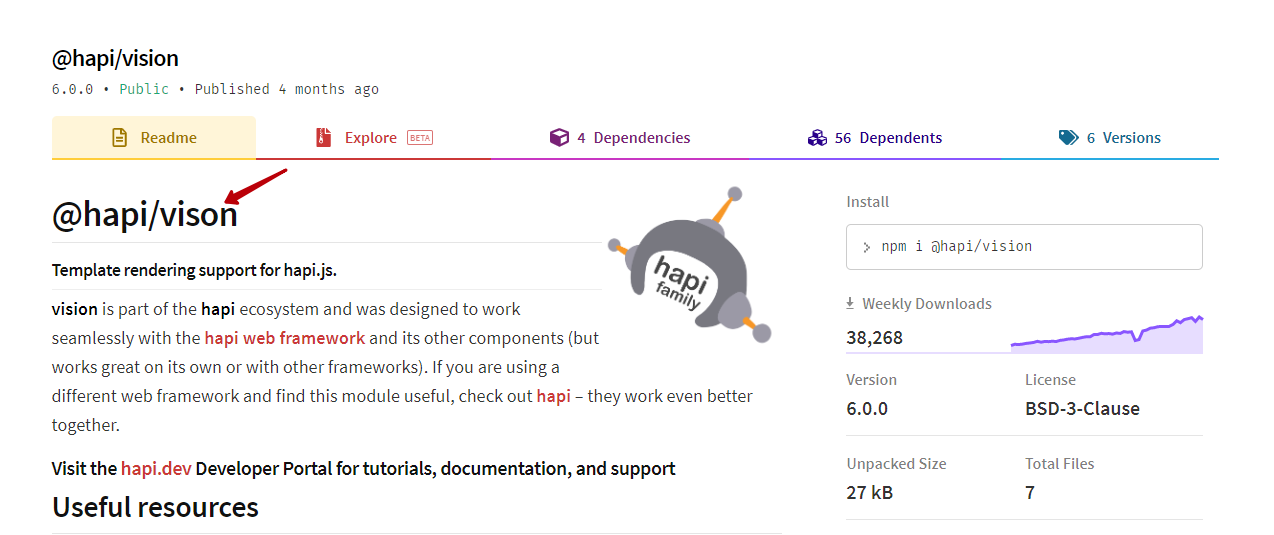 Mistake by npm readme · Issue #196 · hapijs/vision · GitHub