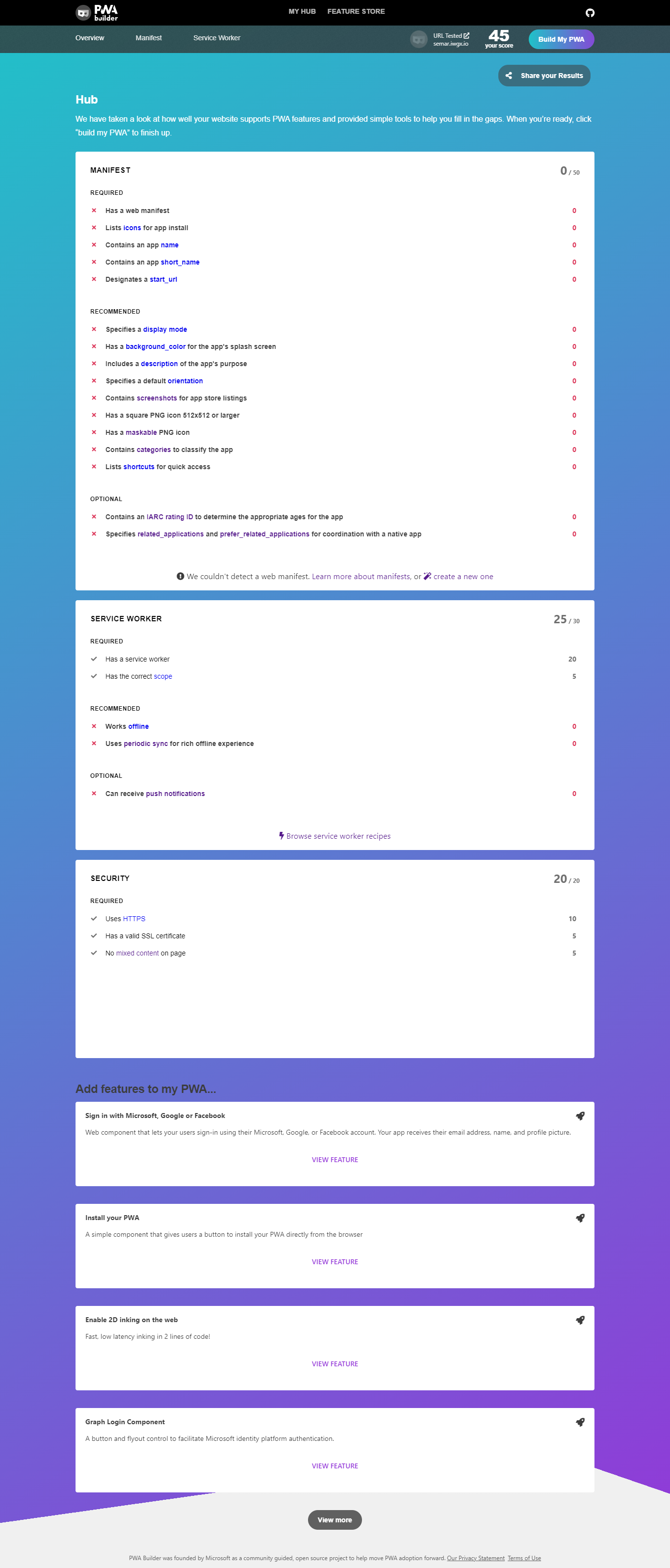 PWABuilder not detect manifest.json · Issue #1674 · pwa-builder/PWABuilder · GitHub