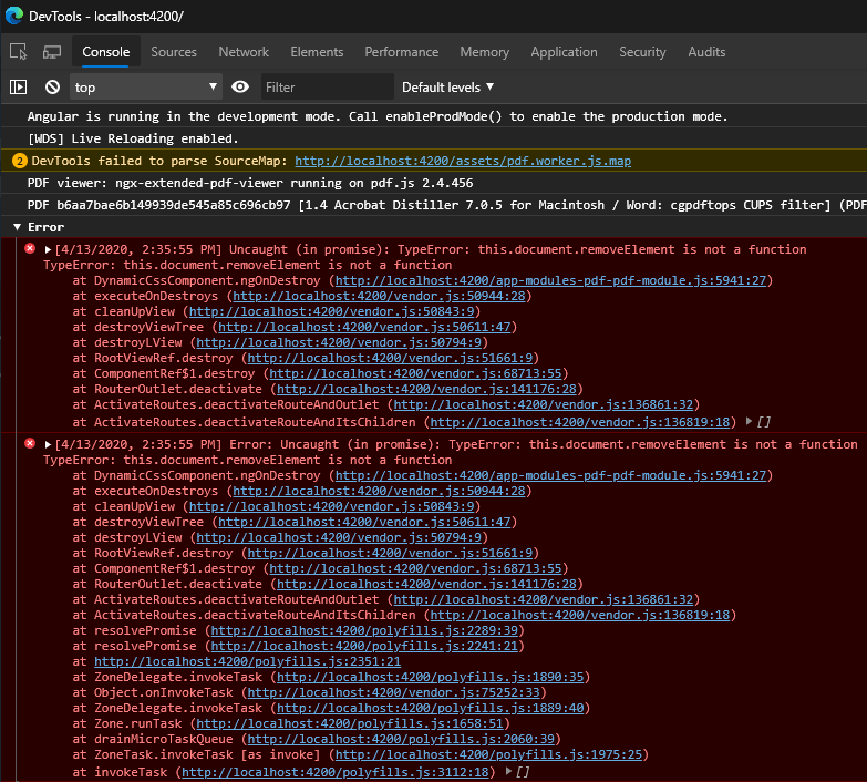 Error when destroying component · Issue #260 · stephanrauh/ngx-extended-pdf-viewer · GitHub