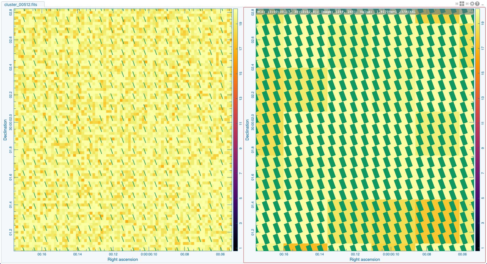inconsistent vector line width observed on spatially matched images ...