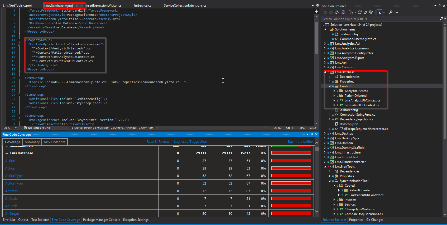 Excluding test projects and specific files is not working as expected ...