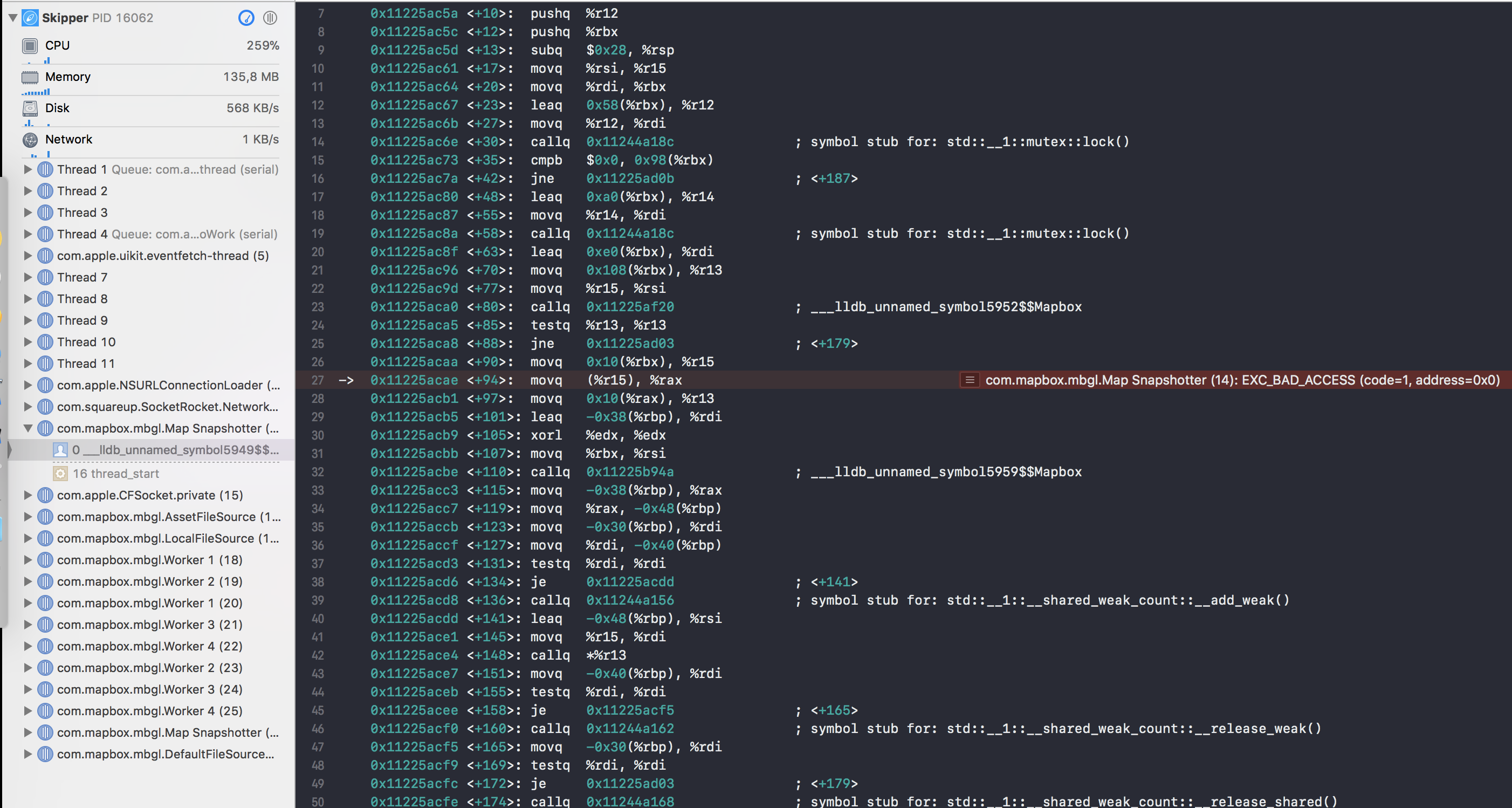 Mglmapsnapshotter Crash Commapboxmbglmap Snapshotter 31 Excbadaccess Code1 Address