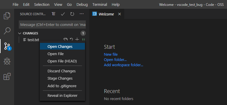 Source Control: "open changes" menu item shows twice · Issue #84824 ...