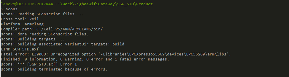 scons 编译额外库 Fatal error: L3900U: · Issue #3014 · RT-Thread/rt-thread · GitHub