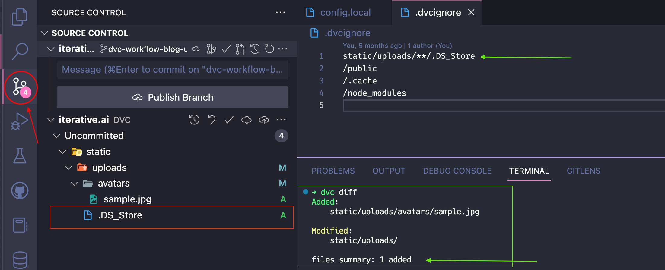 Respect `.dvcignore` and update changed files numbering · Issue #3237 · iterative/vscode-dvc ...