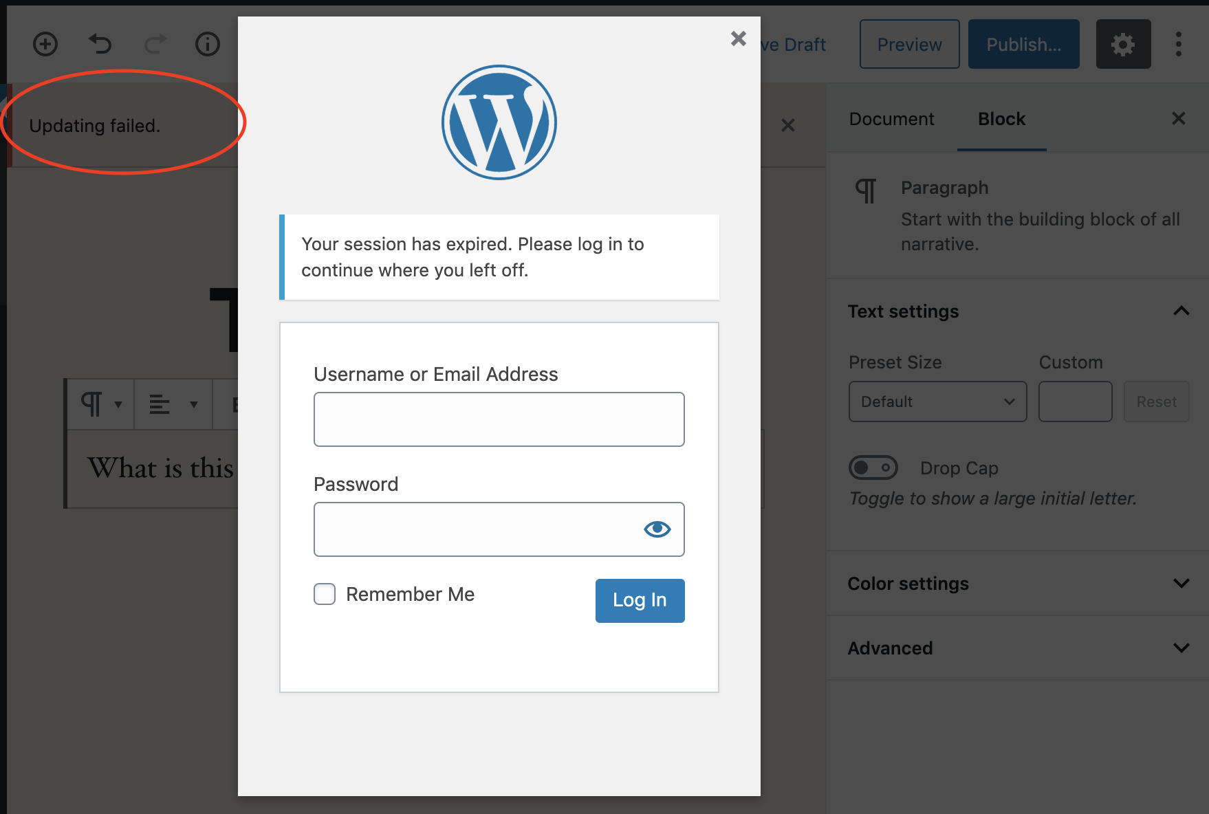 The block editor does not trigger the interim login modal early enough ...