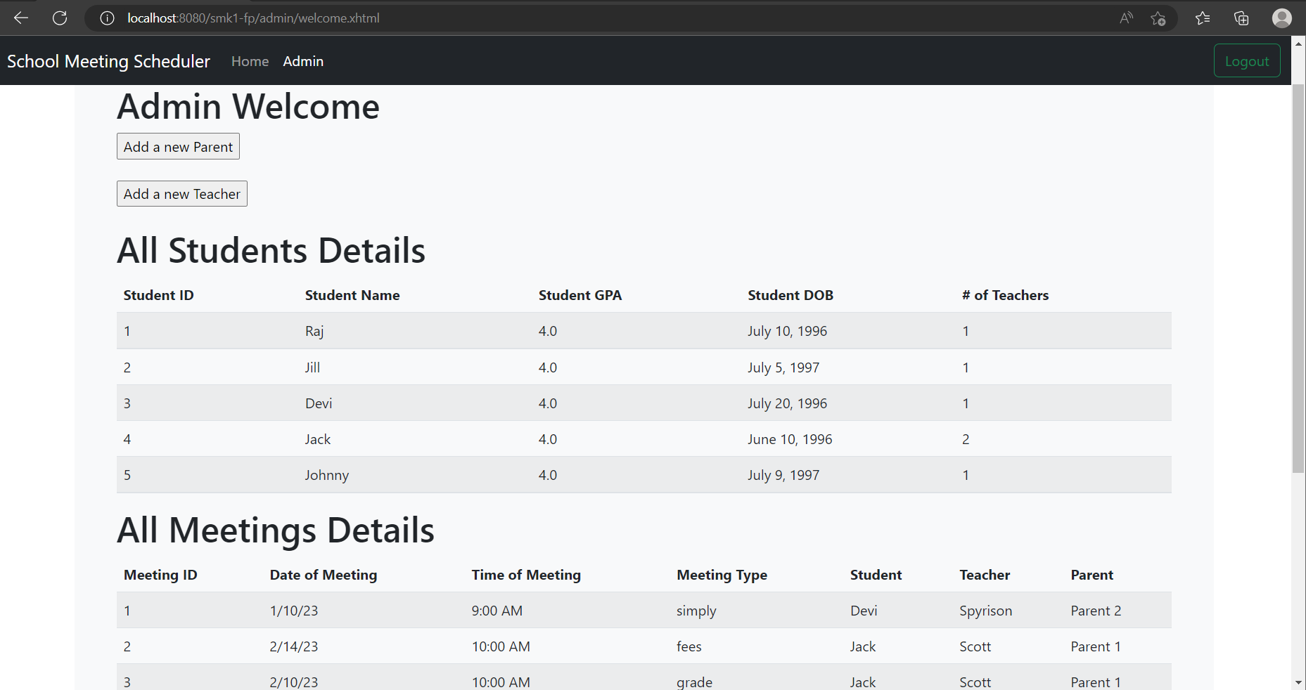 GitHub - Sumanth-MK/Parent-Teacher-Meeting-Scheduler: A meeting scheduler, where both parent and ...