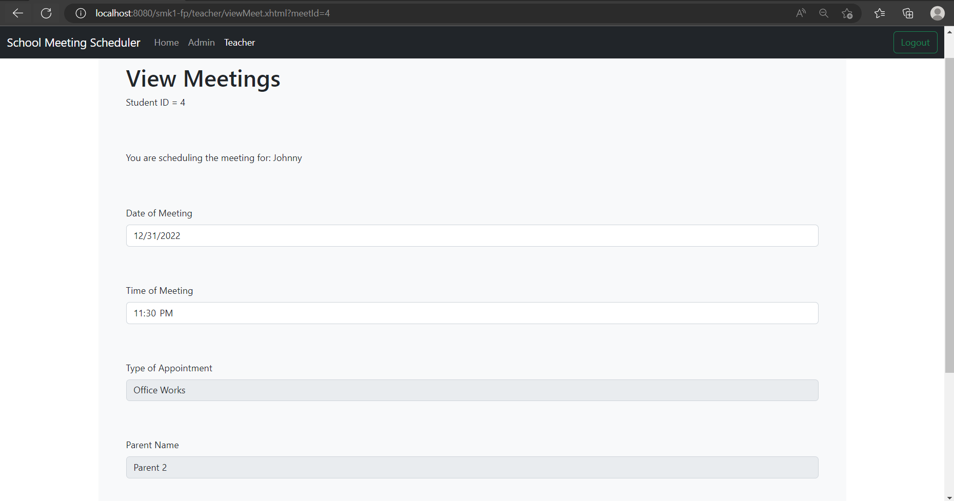 GitHub - Sumanth-MK/Parent-Teacher-Meeting-Scheduler: A meeting scheduler, where both parent and ...