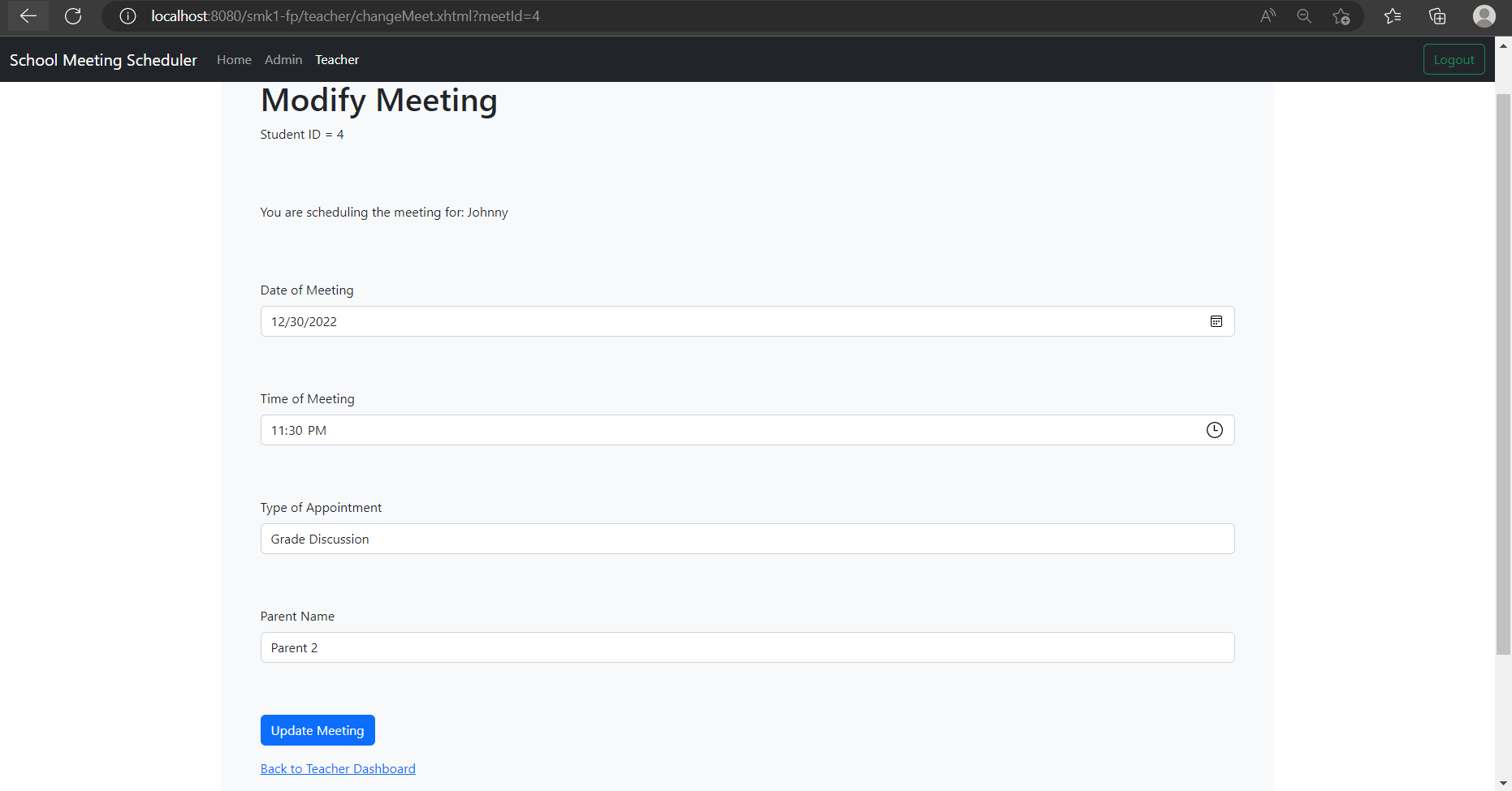 GitHub - Sumanth-MK/Parent-Teacher-Meeting-Scheduler: A meeting scheduler, where both parent and ...